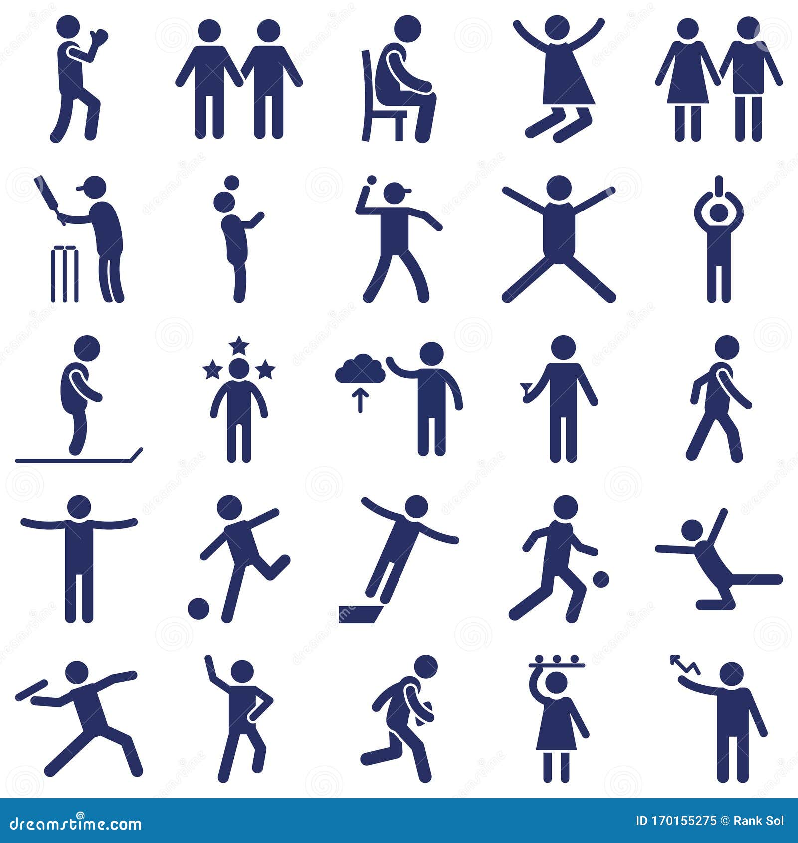 Human Activity Vector Icons Set Every Single Icon Can Be Easily ...