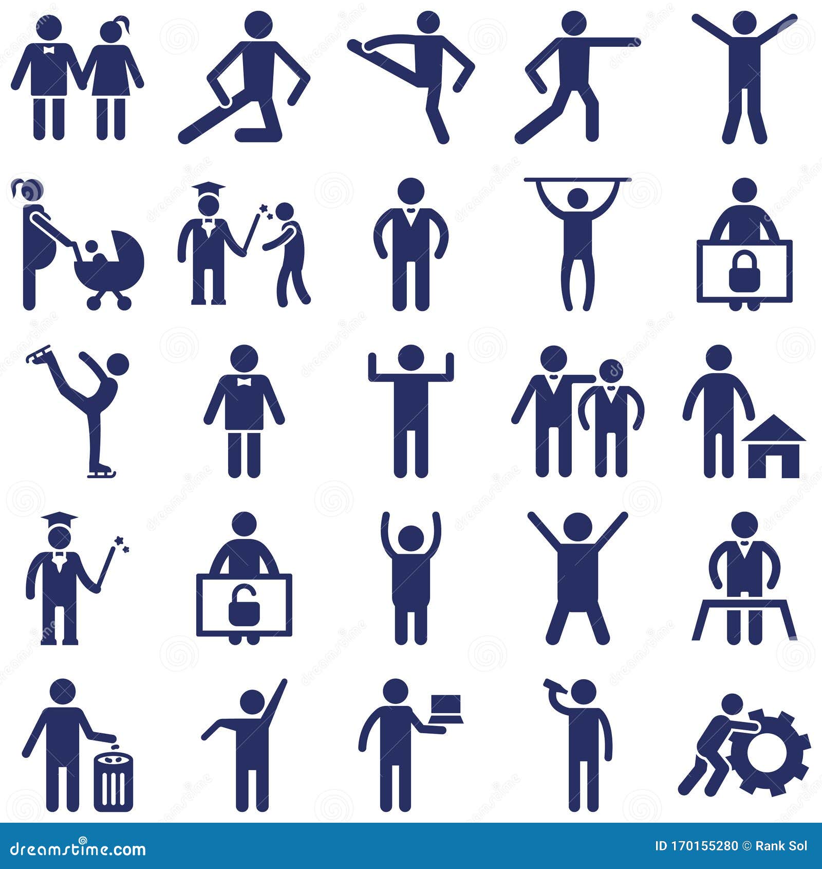 Human Activity Vector Icons Set Every Single Icon Can Be Easily ...