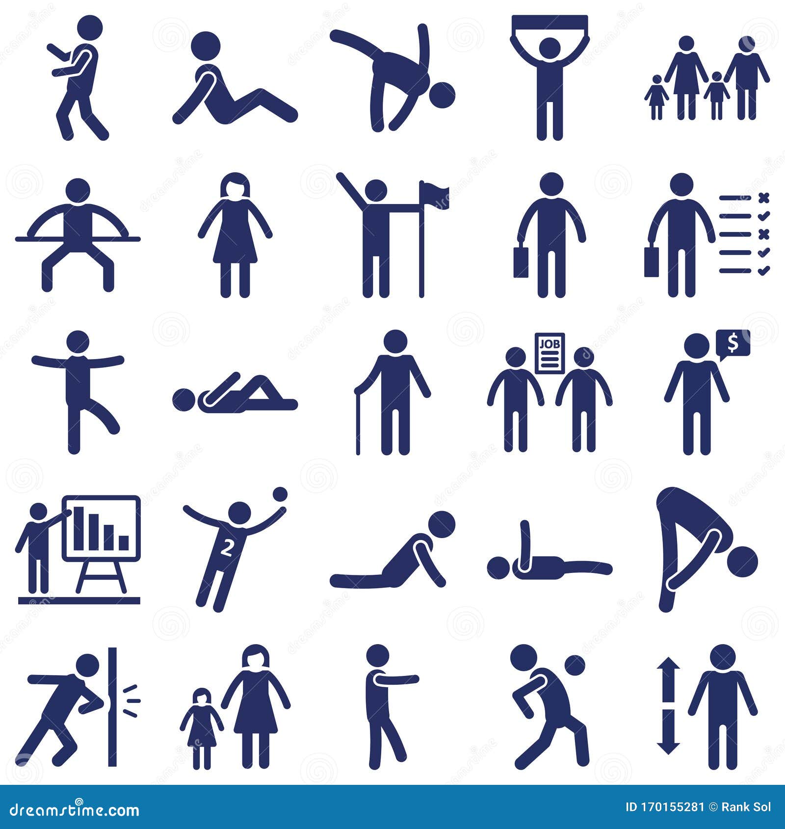 Human Activity Vector Icons Set Every Single Icon Can Be Easily ...