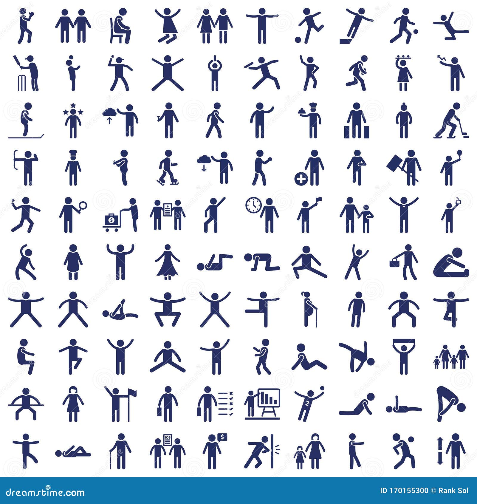 Human Activity Vector Icons Set Every Single Icon Can Be Easily ...