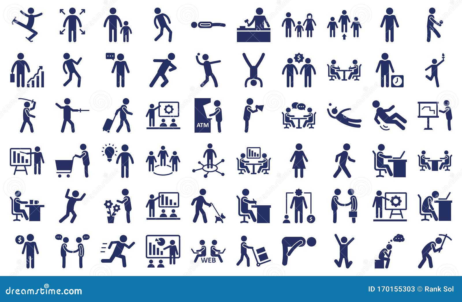 Human Activity Vector Icons Set Every Single Icon Can Be Easily ...