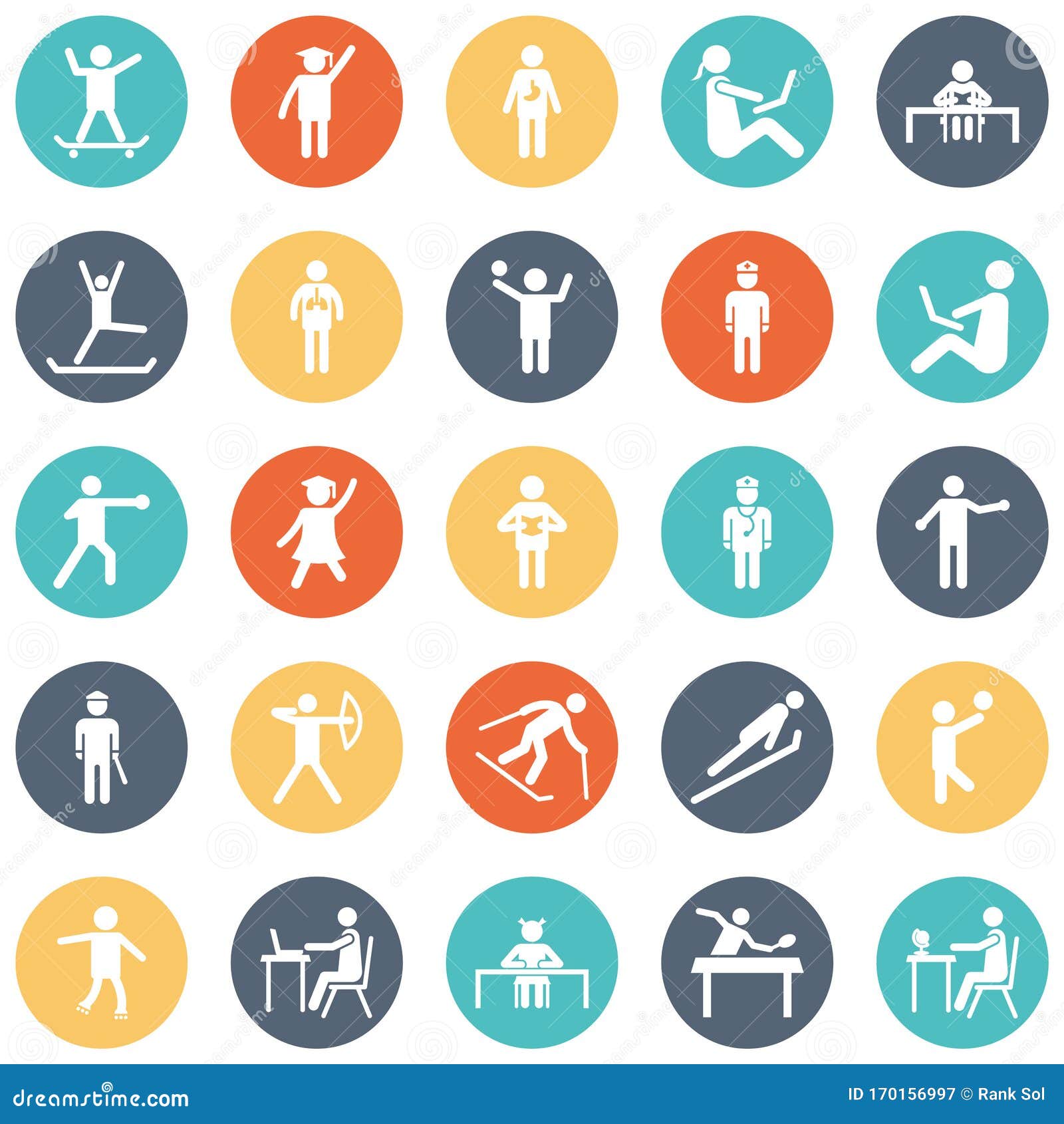 Human Activity Vector Icons Set Every Single Icon Can Be Easily ...