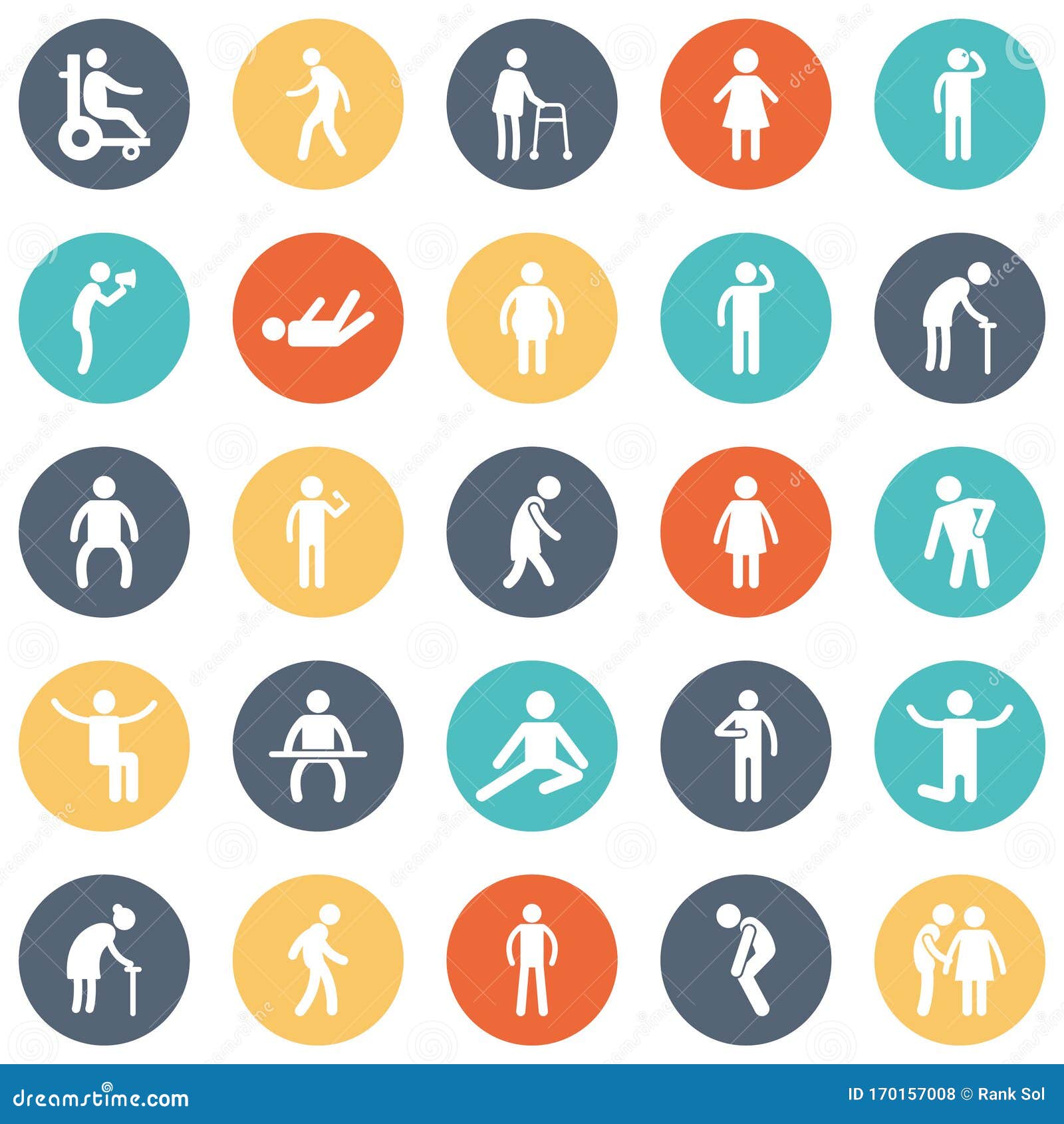 Human Activity Vector Icons Set Every Single Icon Can Be Easily ...