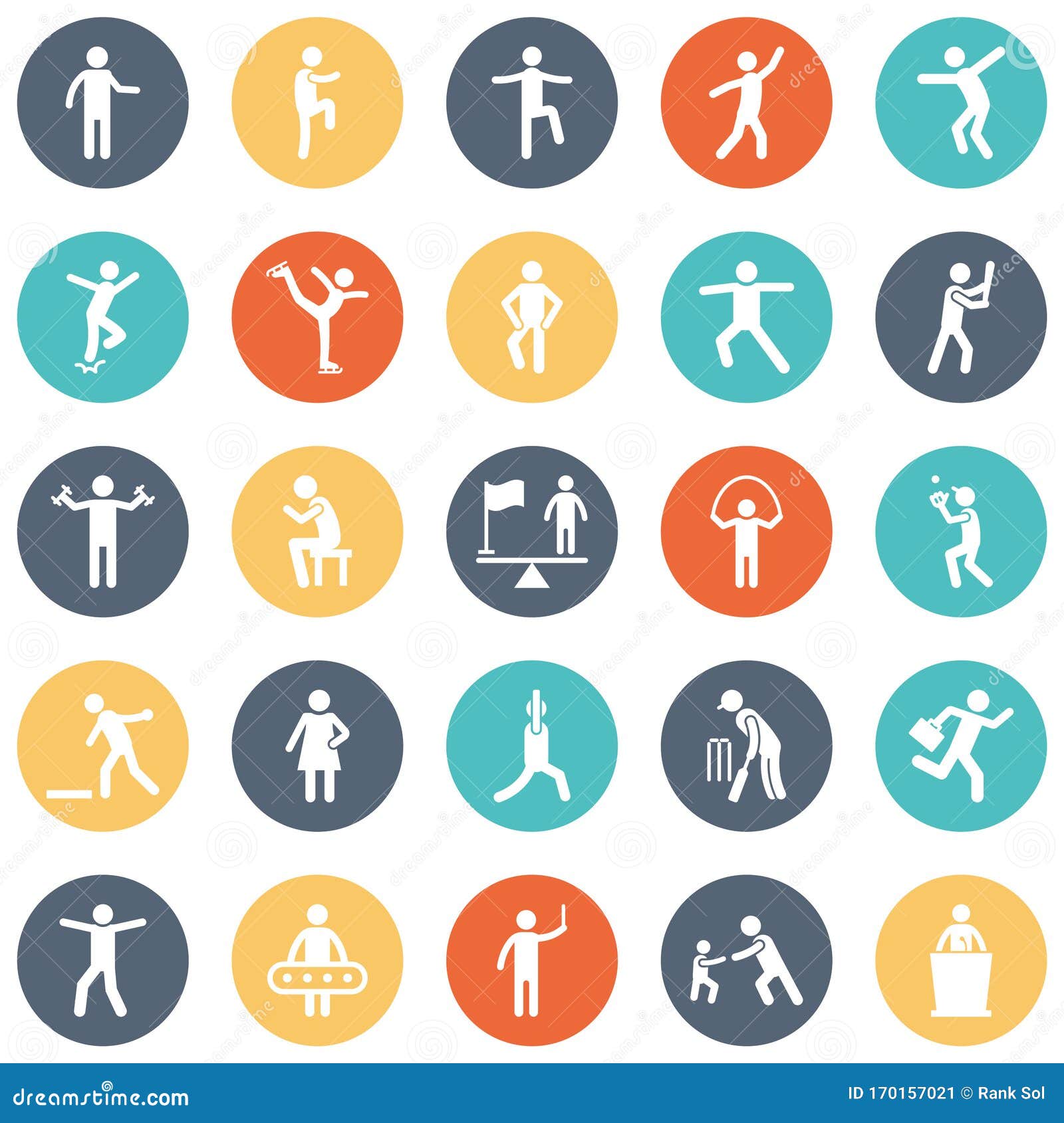 Human Activity Vector Icons Set Every Single Icon Can Be Easily ...