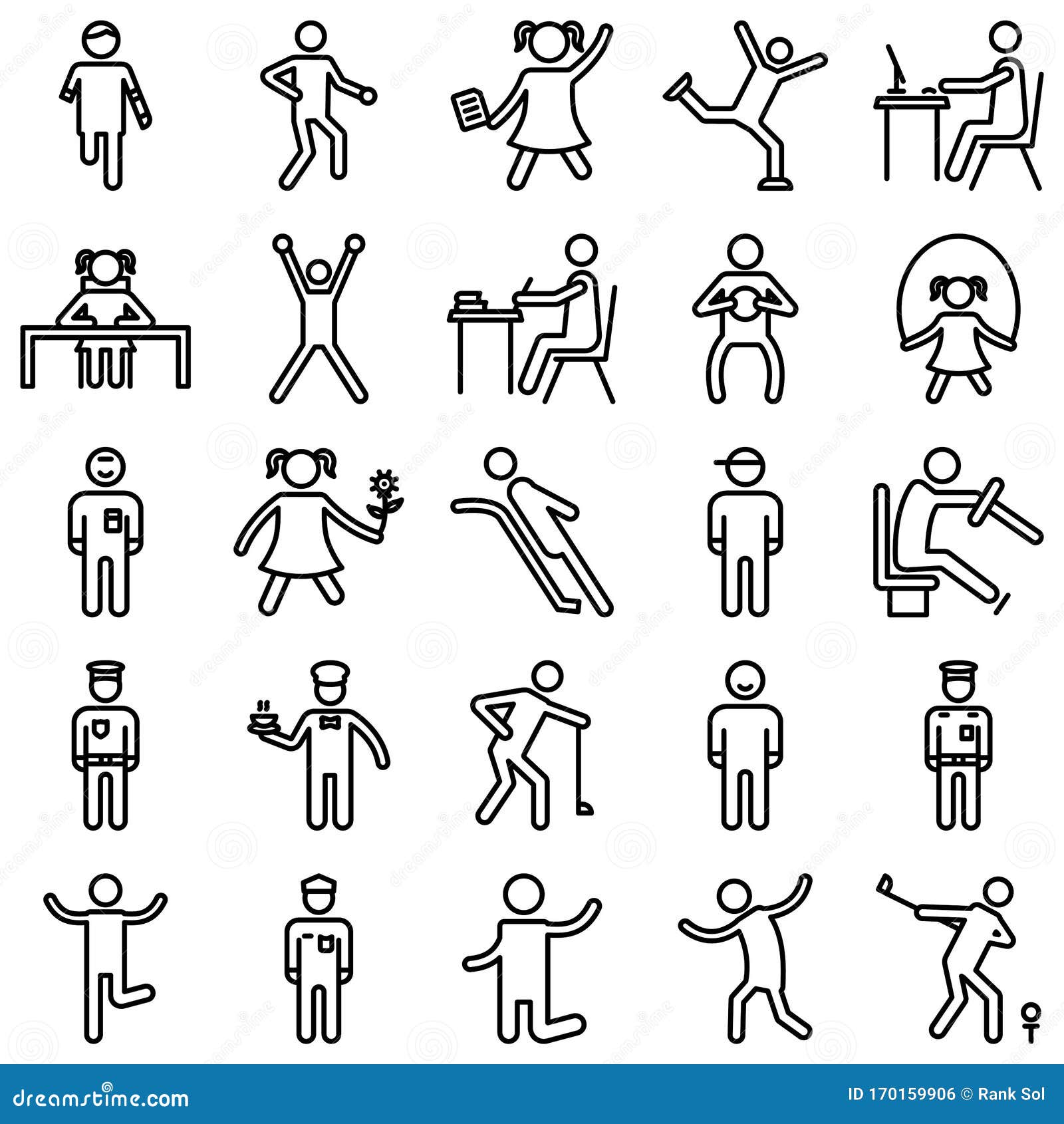 Human Activity Vector Icons Set Every Single Icon Can Be Easily ...