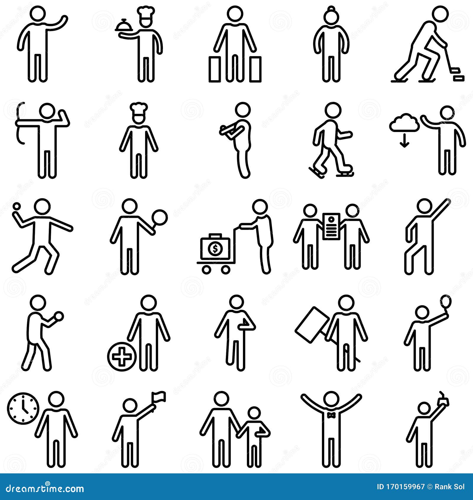 Human Activity Vector Icons Set Every Single Icon Can Be Easily ...