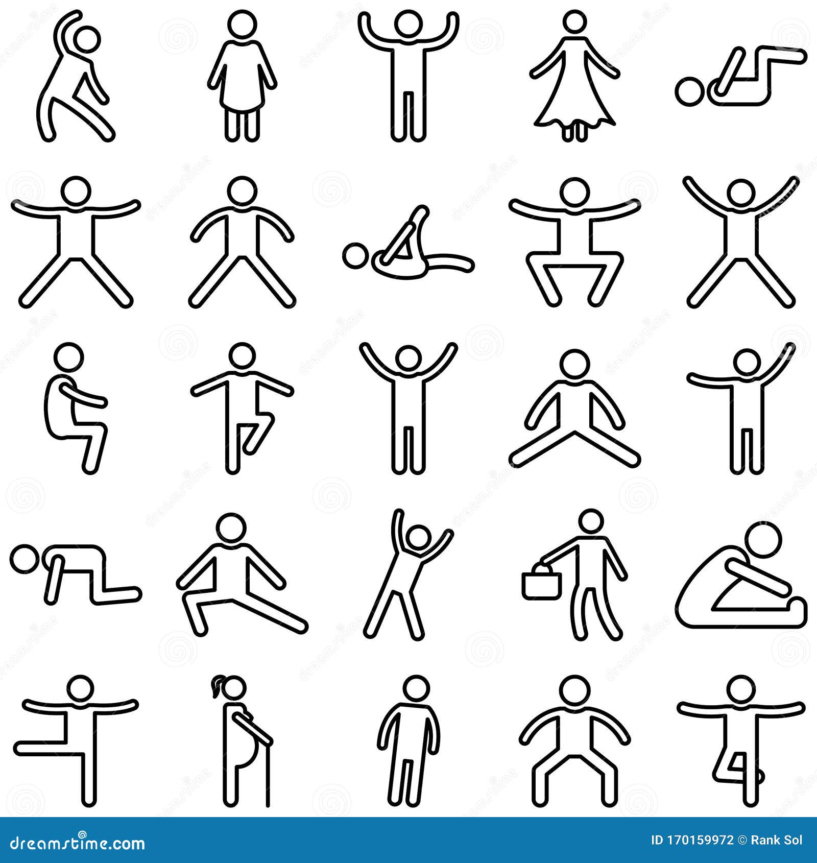 Human Activity Vector Icons Set Every Single Icon Can Be Easily ...