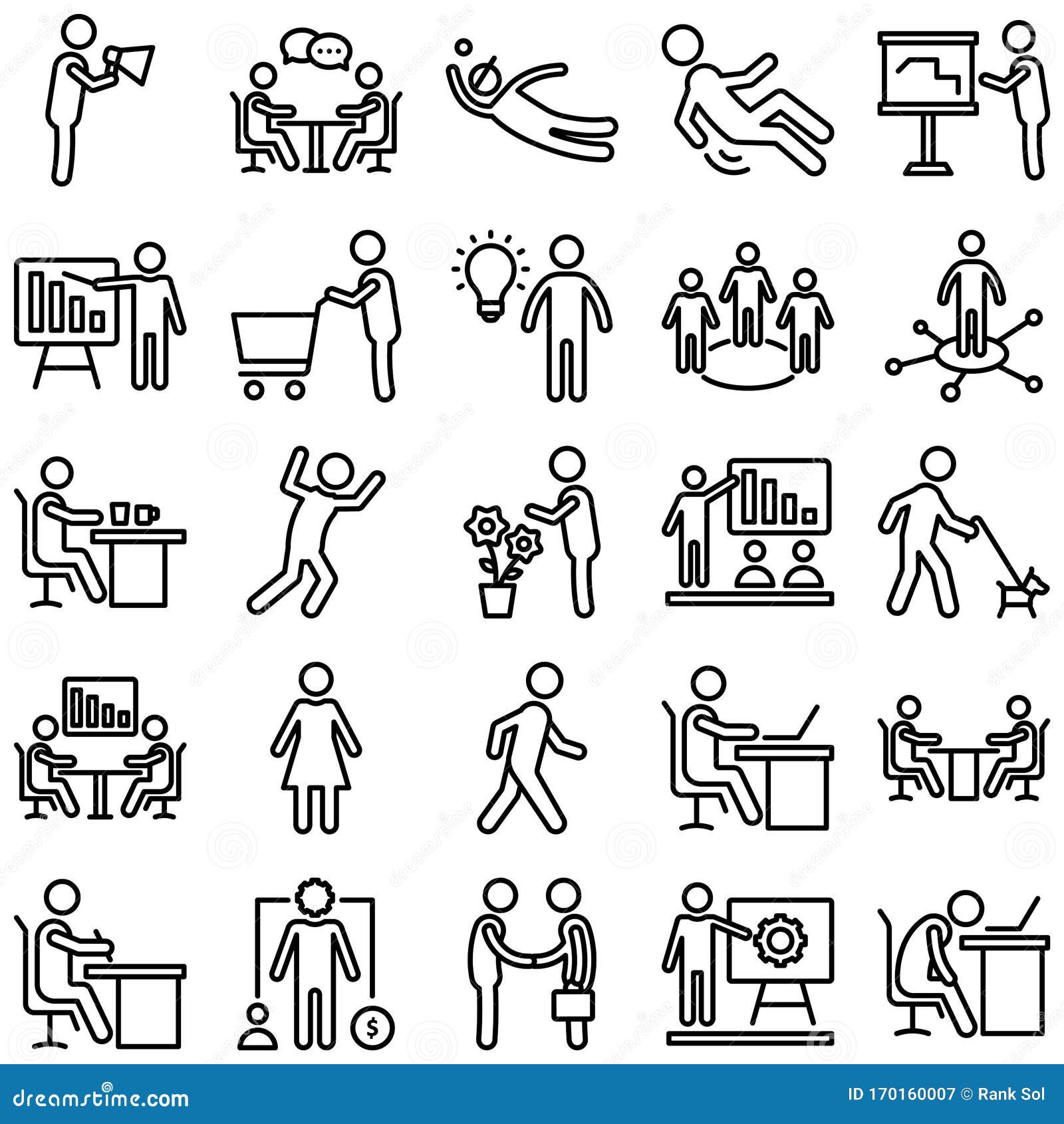 Human Activity Vector Icons Set Every Single Icon Can Be Easily ...