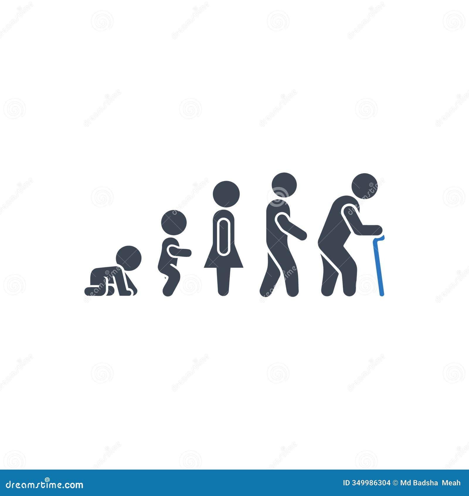 Human Aging Process Icon stock illustration. Illustration of blue ...