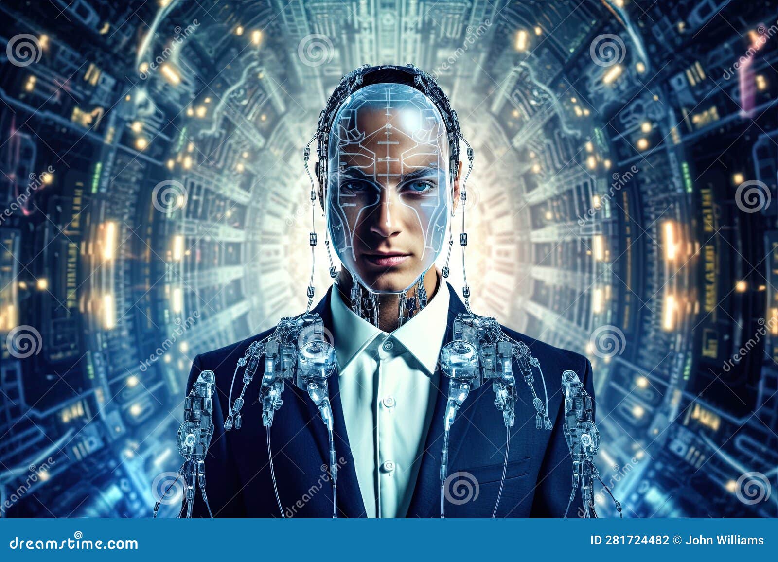 Human And Ai Augmentation Concept Stock Illustration Illustration Of