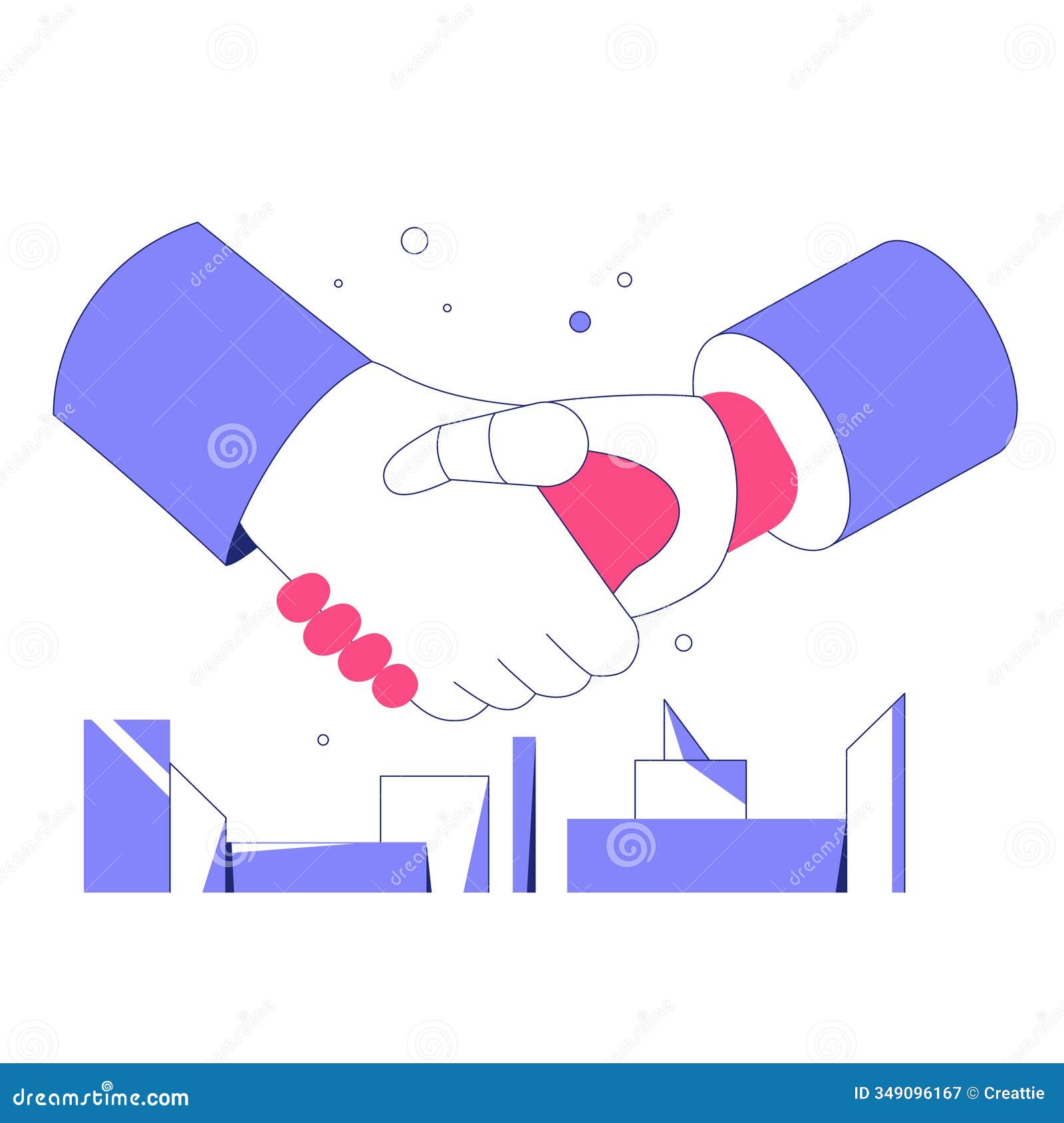 Human and AI Collaboration Handshake in Flat Vector Illustration ...