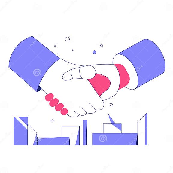 Human and AI Collaboration Handshake in Flat Vector Illustration ...