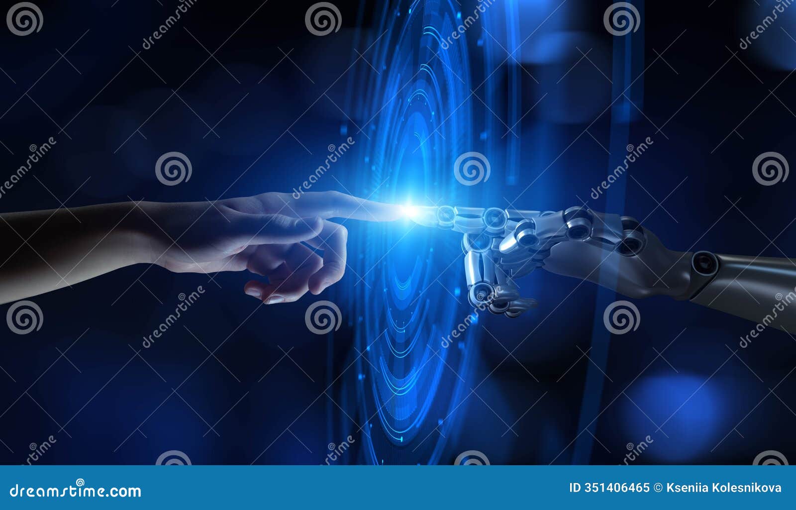 Human and AI Interaction in the Digital Age, Artificial Intelligence and Robotics Concept Stock ...