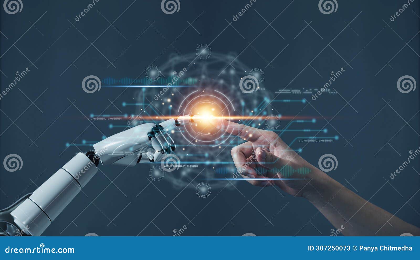 Human-AI Interaction in the Digital Age Stock Image - Image of ...