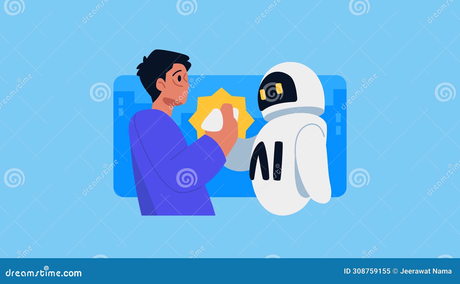 Human and AI Partnership, Human and AI Join Hands To Show Cooperation ...