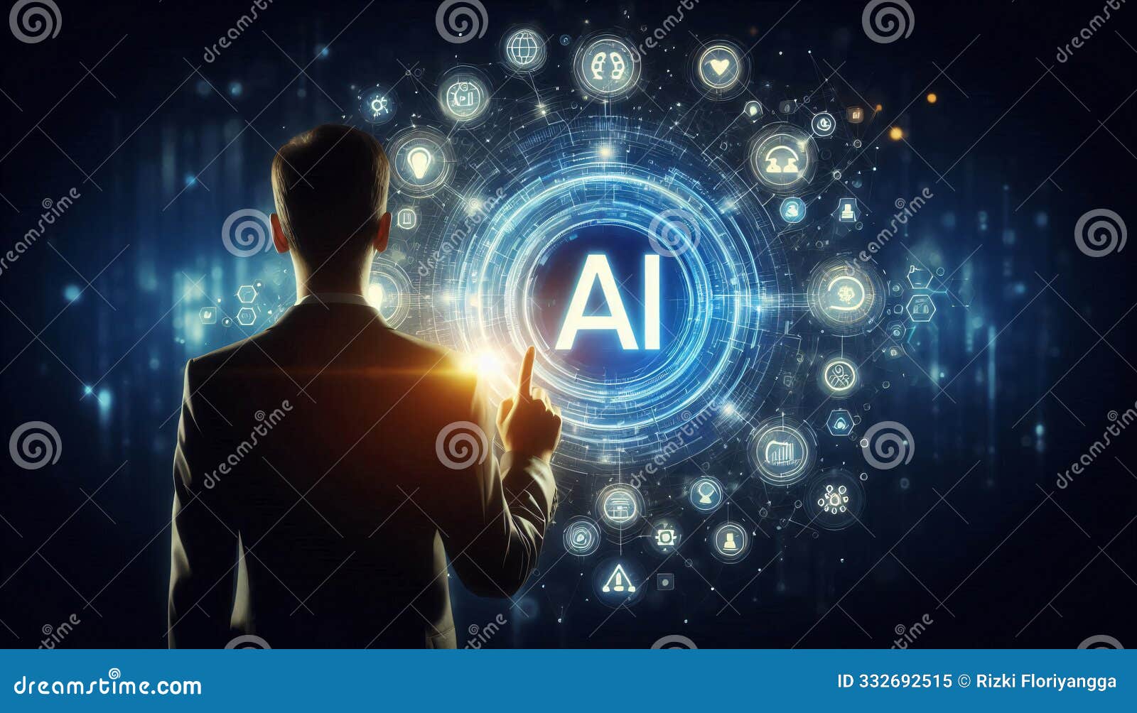 Human-AI Synergy the Future of Technology, Man Using Technology Smart ...