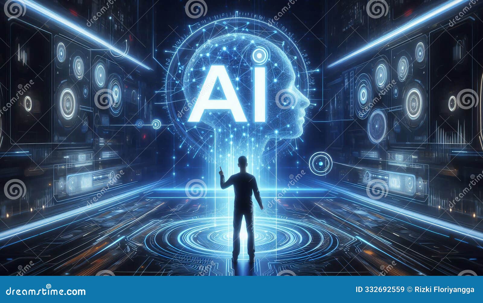 Human-AI Synergy the Future of Technology, Man Using Technology Smart ...