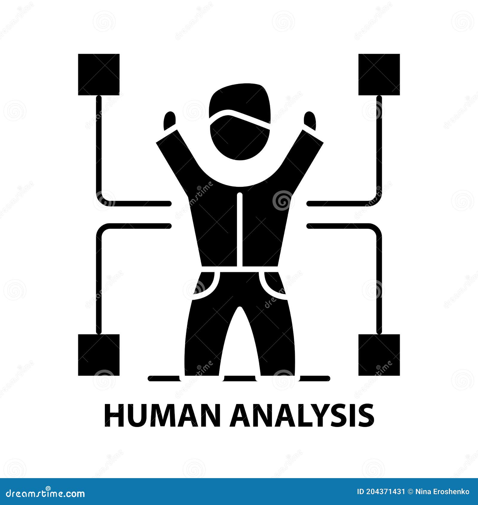 Human Analysis Icon, Black Vector Sign with Editable Strokes, Concept ...