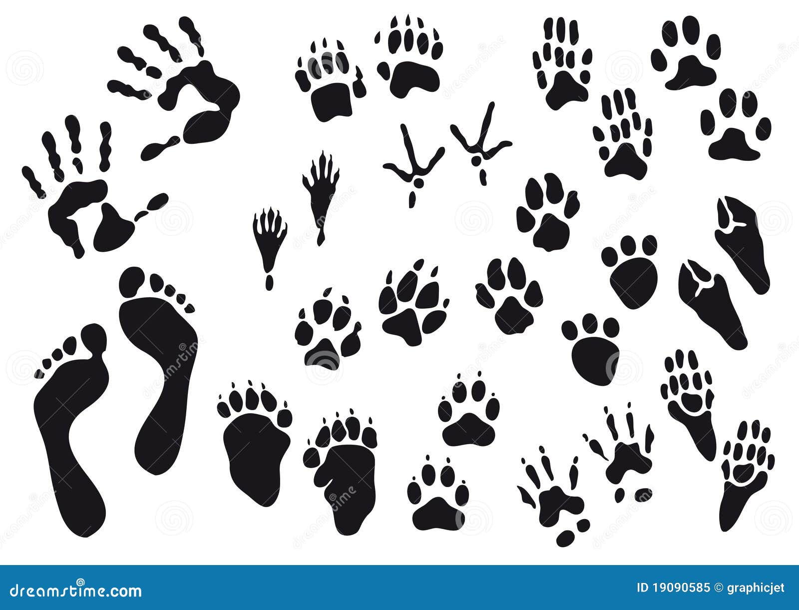 Human and animal imprints stock image. Image of painting - 19090585