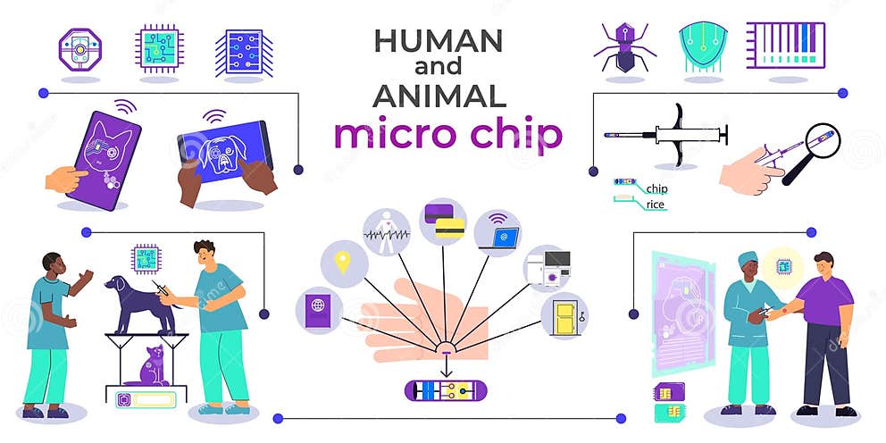 Human Animal Microchip Composition Stock Vector - Illustration of smart ...