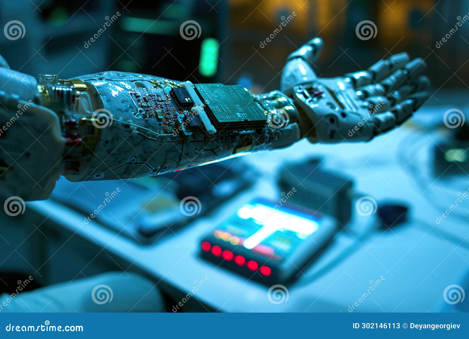 Human Arm with Cybernetic Implants Showcasing Nanotechnology ...