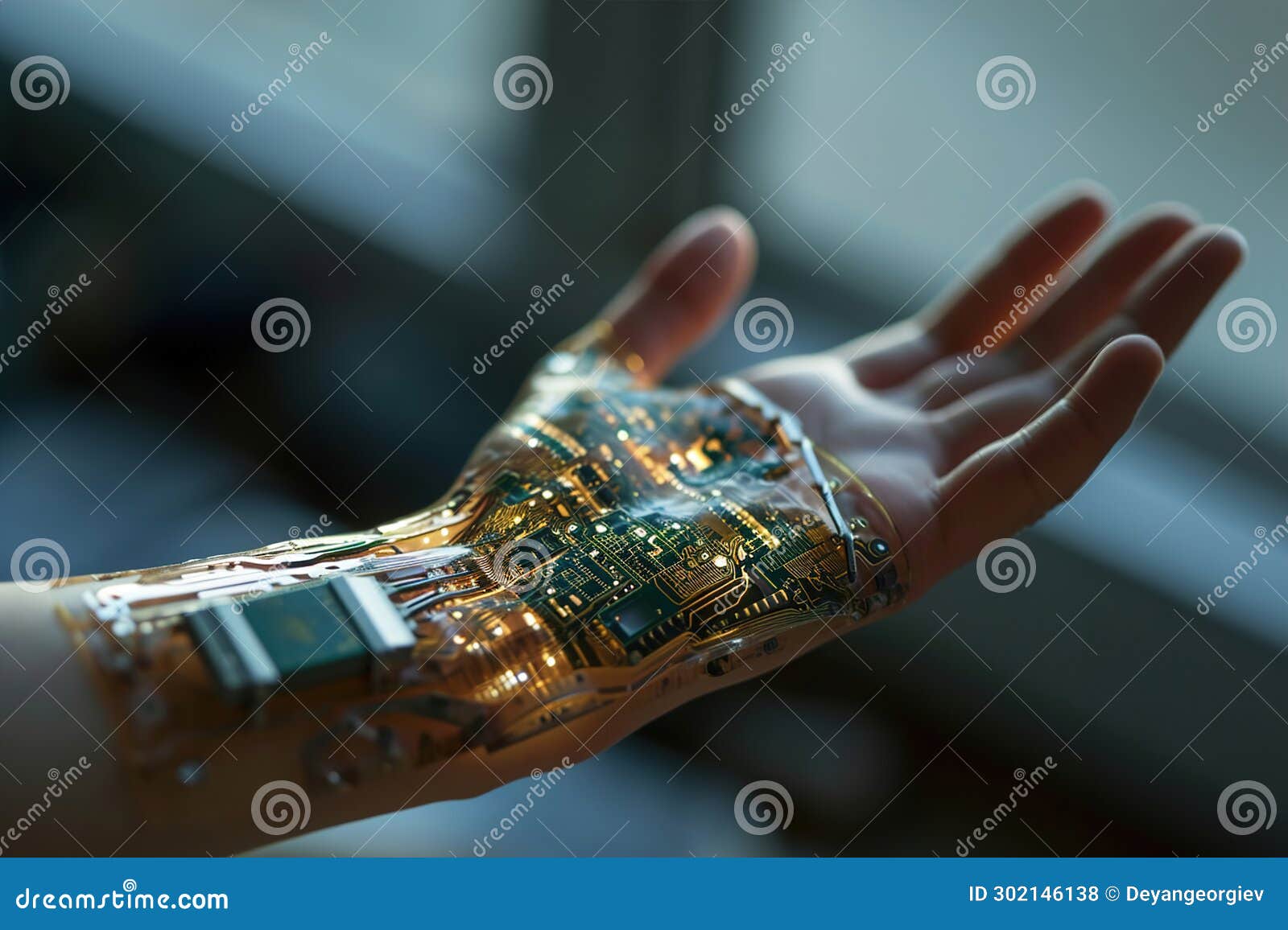 Human Arm with Cybernetic Implants Showcasing Nanotechnology ...