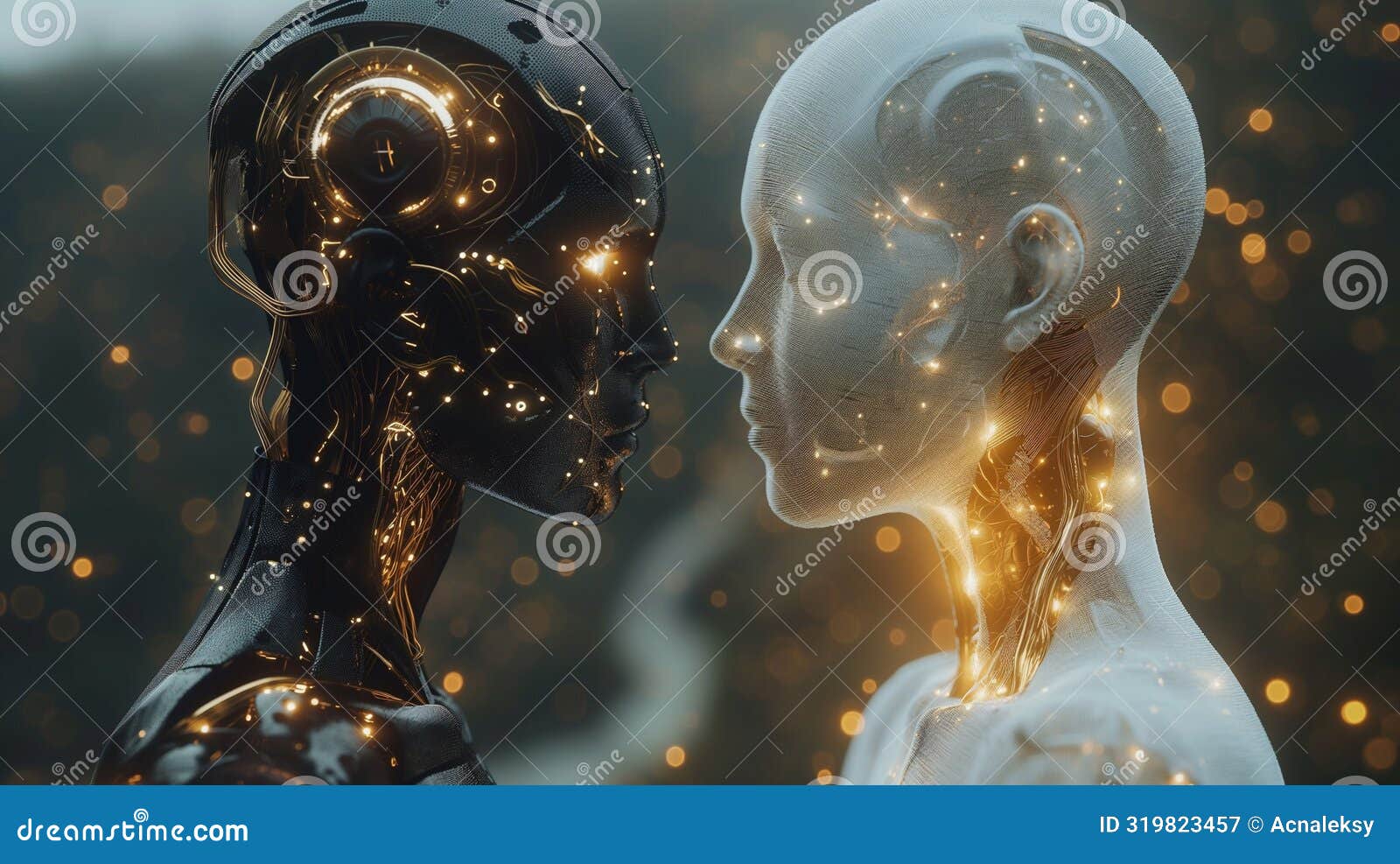 Human and Artificial Intelligence Interaction Concept. Artificial ...