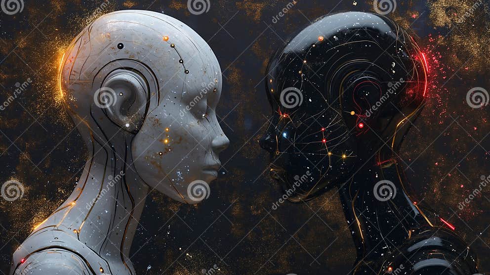 Human and Artificial Intelligence Interaction Concept. Artificial ...