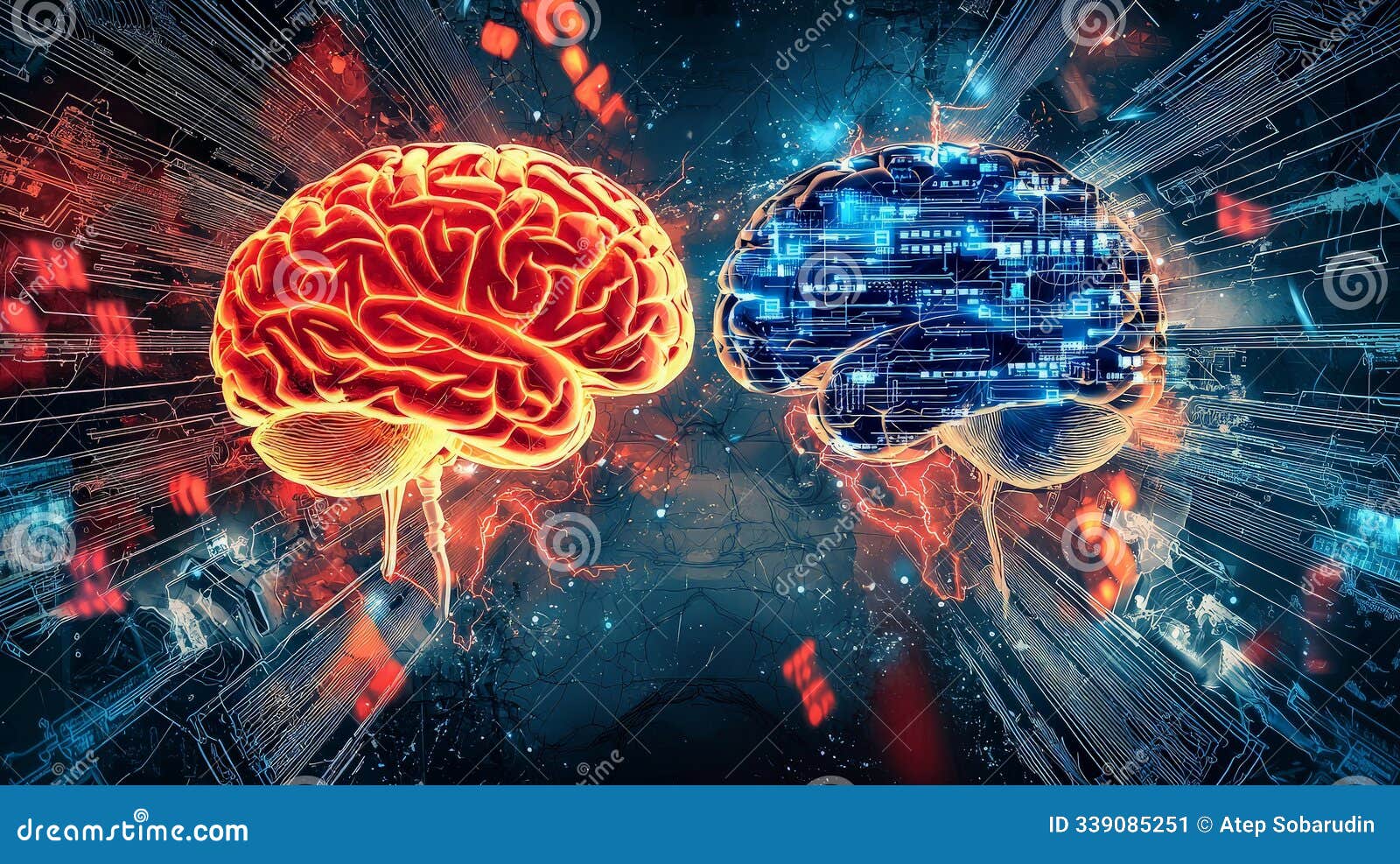 Human and Artificial Intelligence: a Visual Representation Stock Image ...