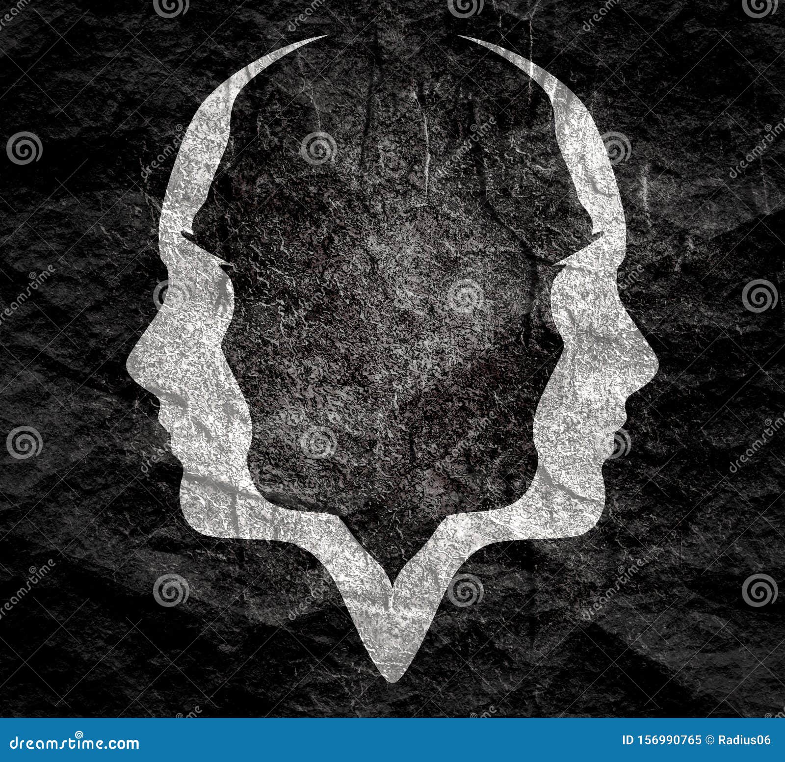 Dual face portrait. stock illustration. Illustration of people - 156990765