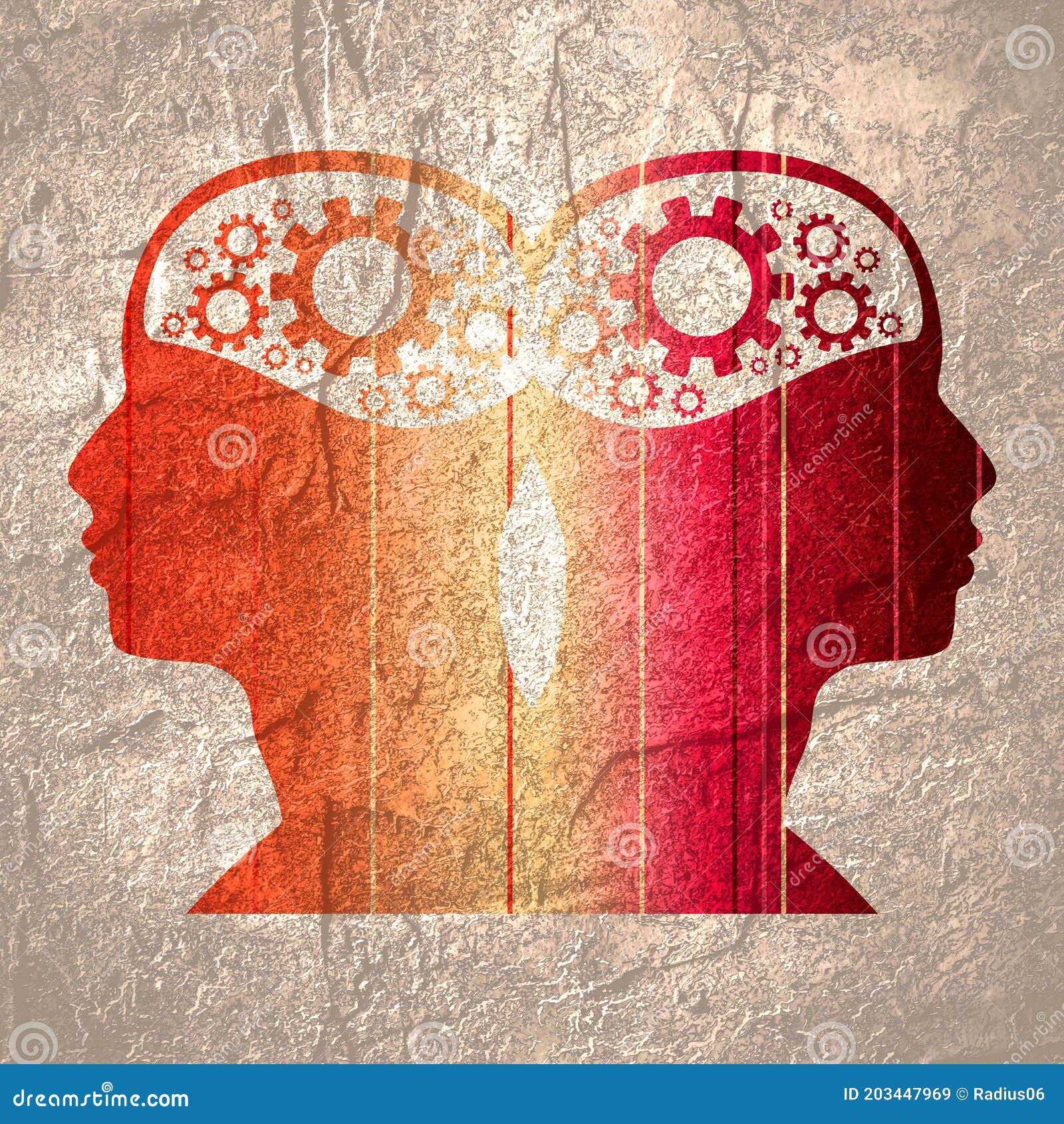 Dual face portrait. stock illustration. Illustration of communication ...