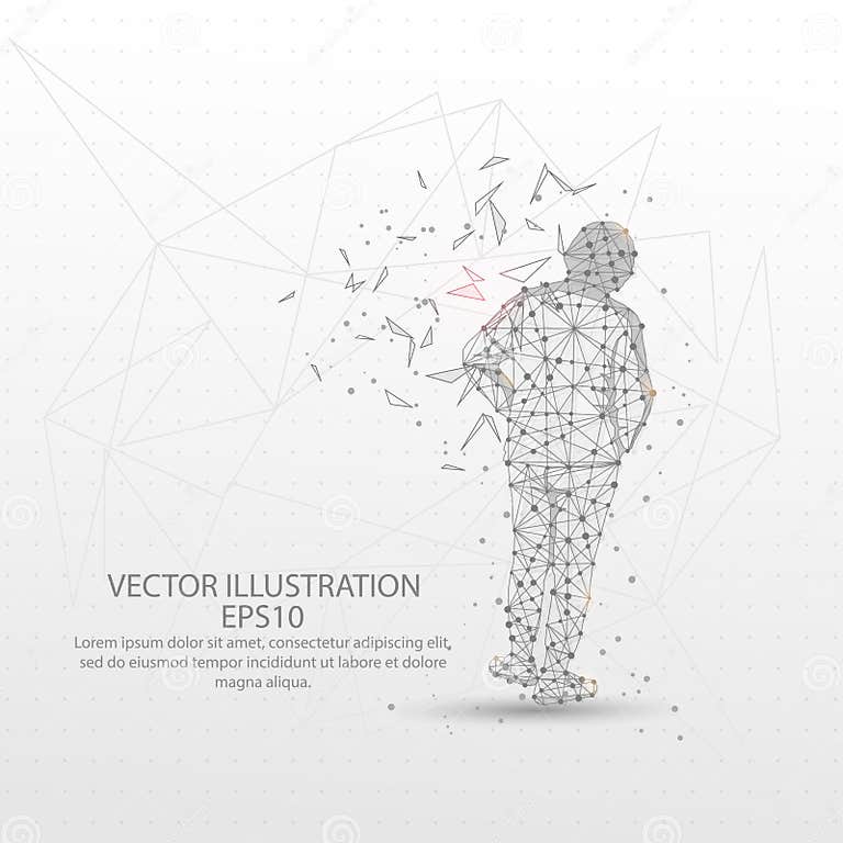 Human Back View Form Low Poly Wire Frame on White Background Stock ...