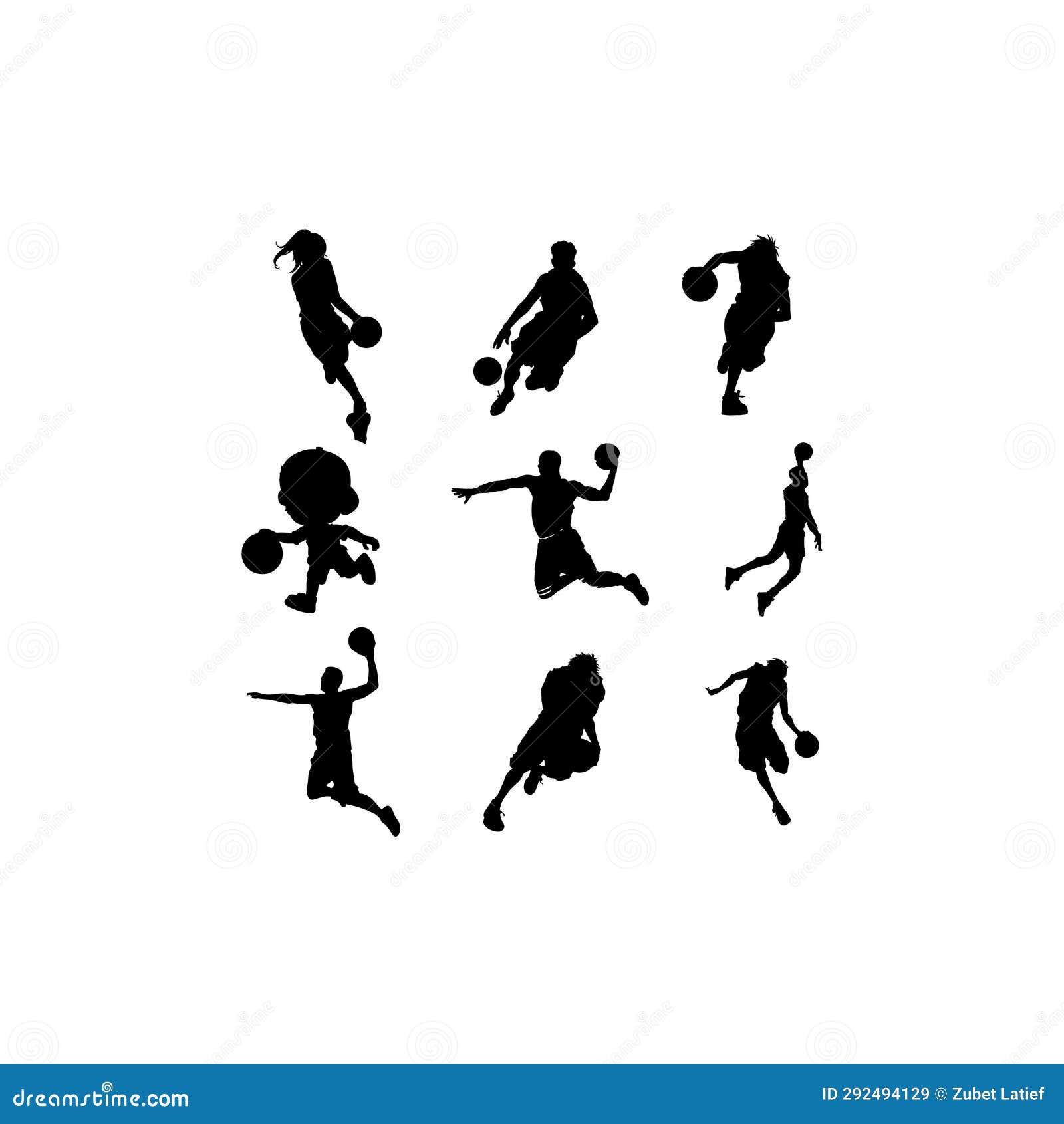 Human Basketball Illustration Set Icon Stock Illustration ...