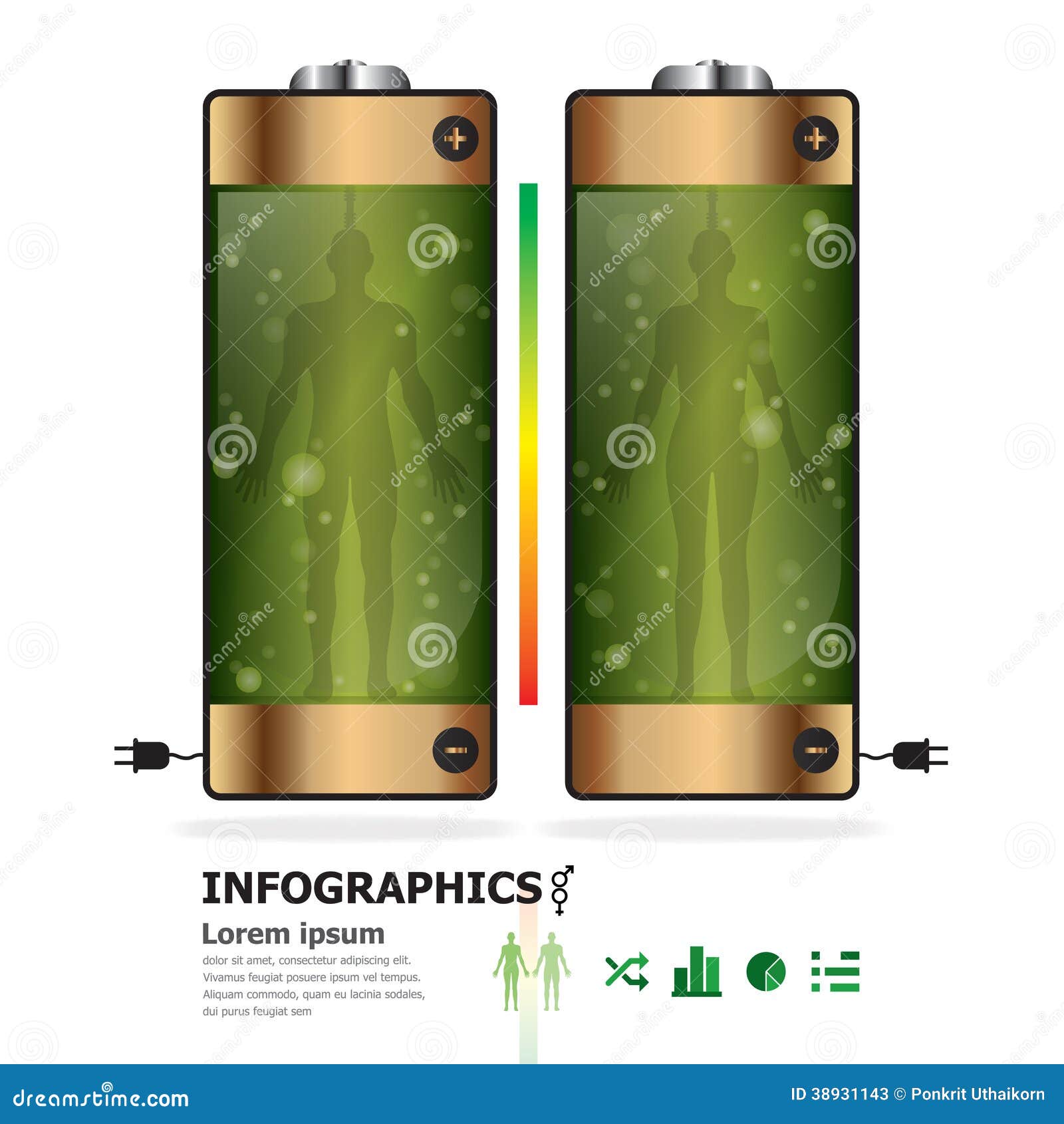 Human Battery Infographics Cartoon Vector | CartoonDealer.com #38931143