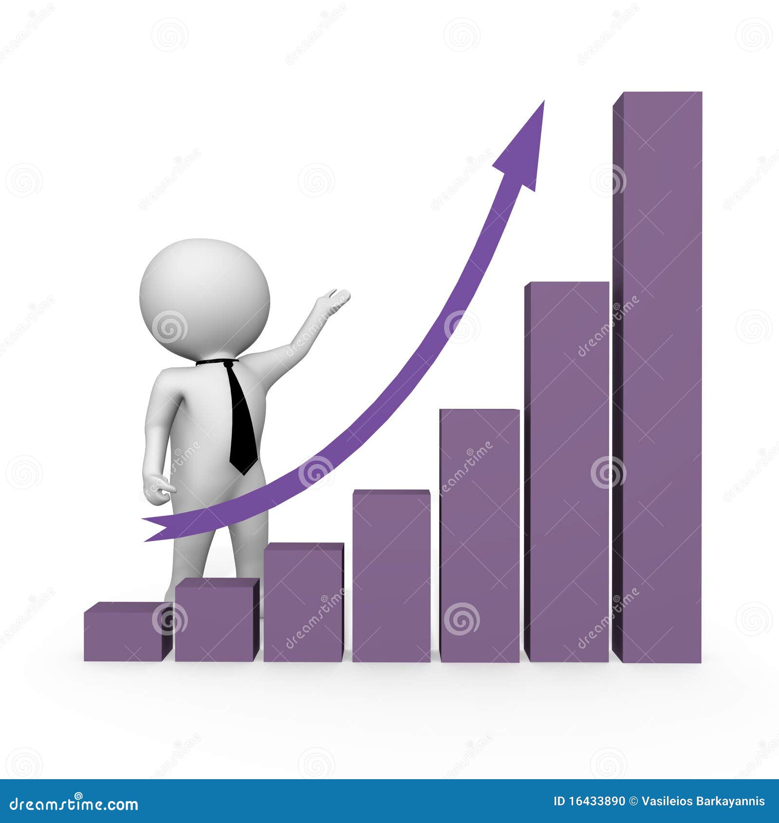 Human Behind Graph Bars - a 3d Image Stock Illustration - Illustration ...