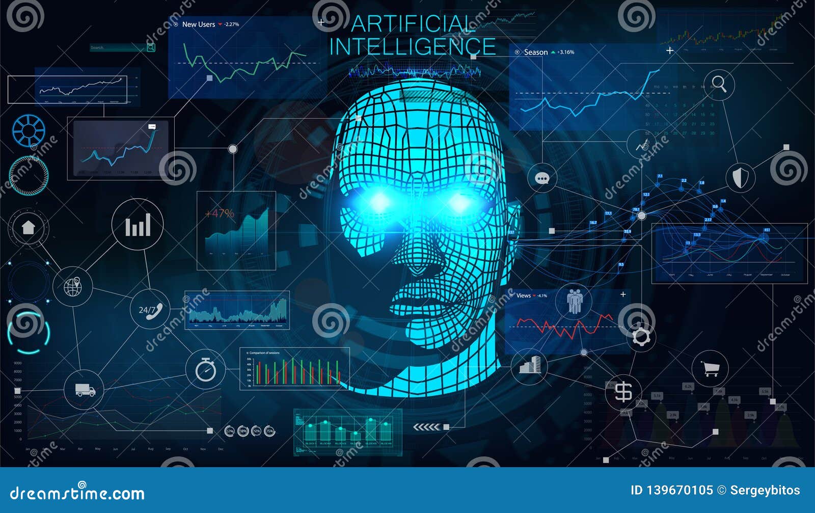 Human Big Data Visualization Stock Vector - Illustration of futuristic ...