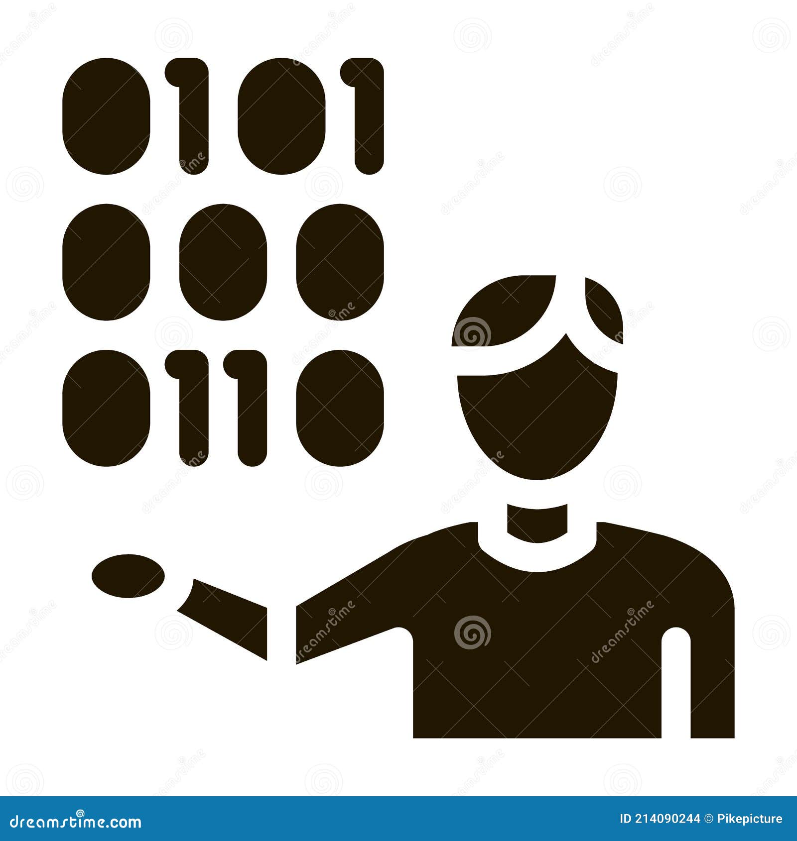 Human Binary Code Icon Vector Glyph Illustration Stock Vector ...