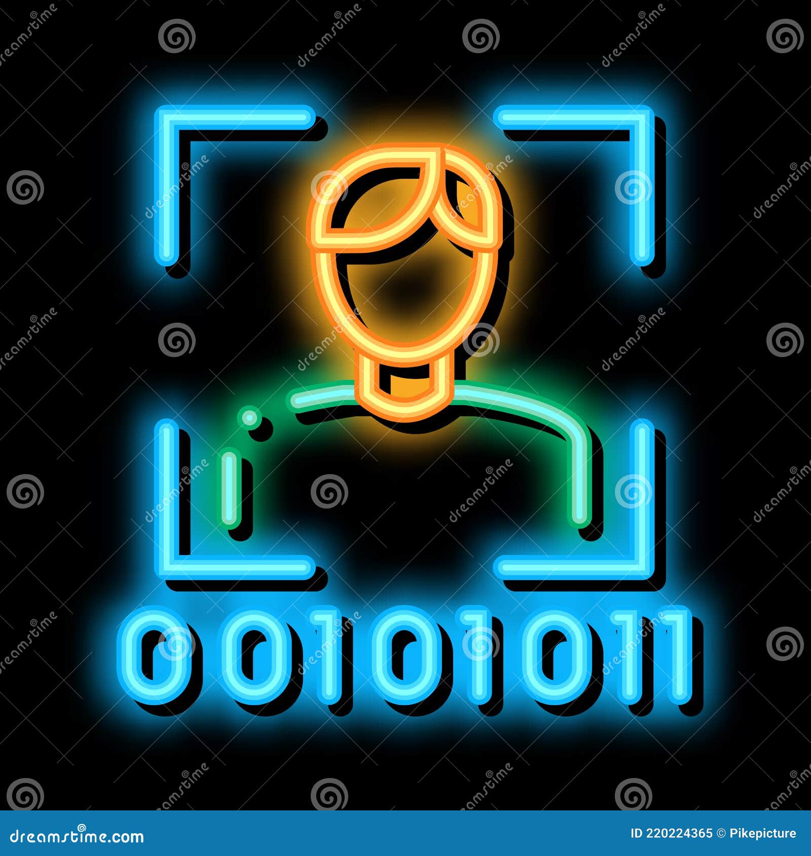 Human Binary Code Neon Glow Icon Illustration Stock Illustration ...