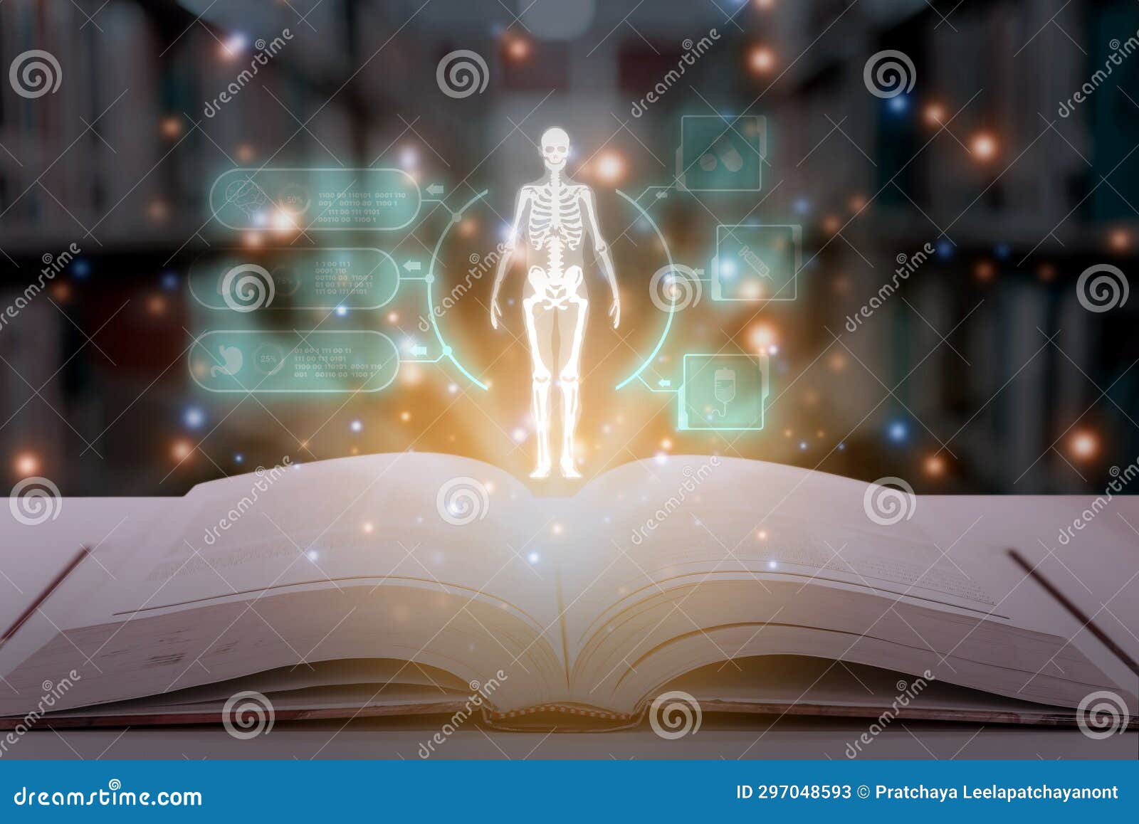 Human Biology Technology Concept. Textbook Opens with Genetic Research ...