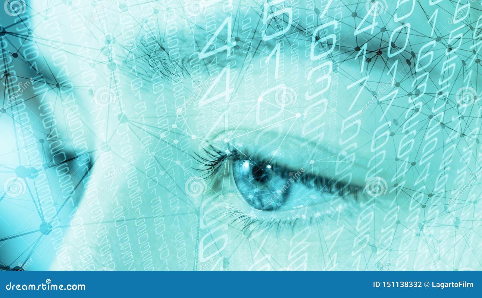 Human Biometric Data Scanning, Lines Dots and Random Numbers Stock ...