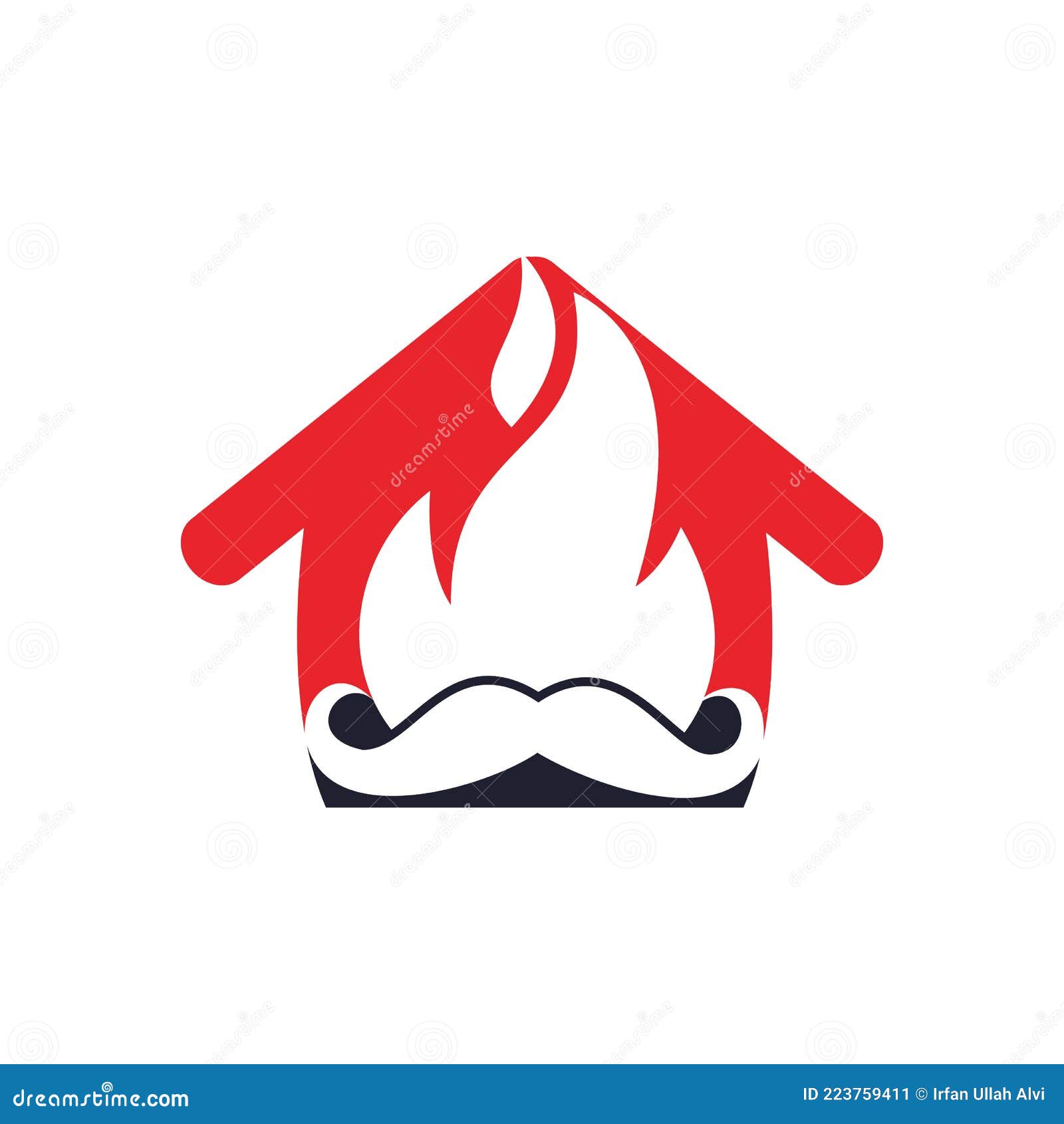 Moustache Fire with Home Vector Logo Design Template. Stock Vector ...