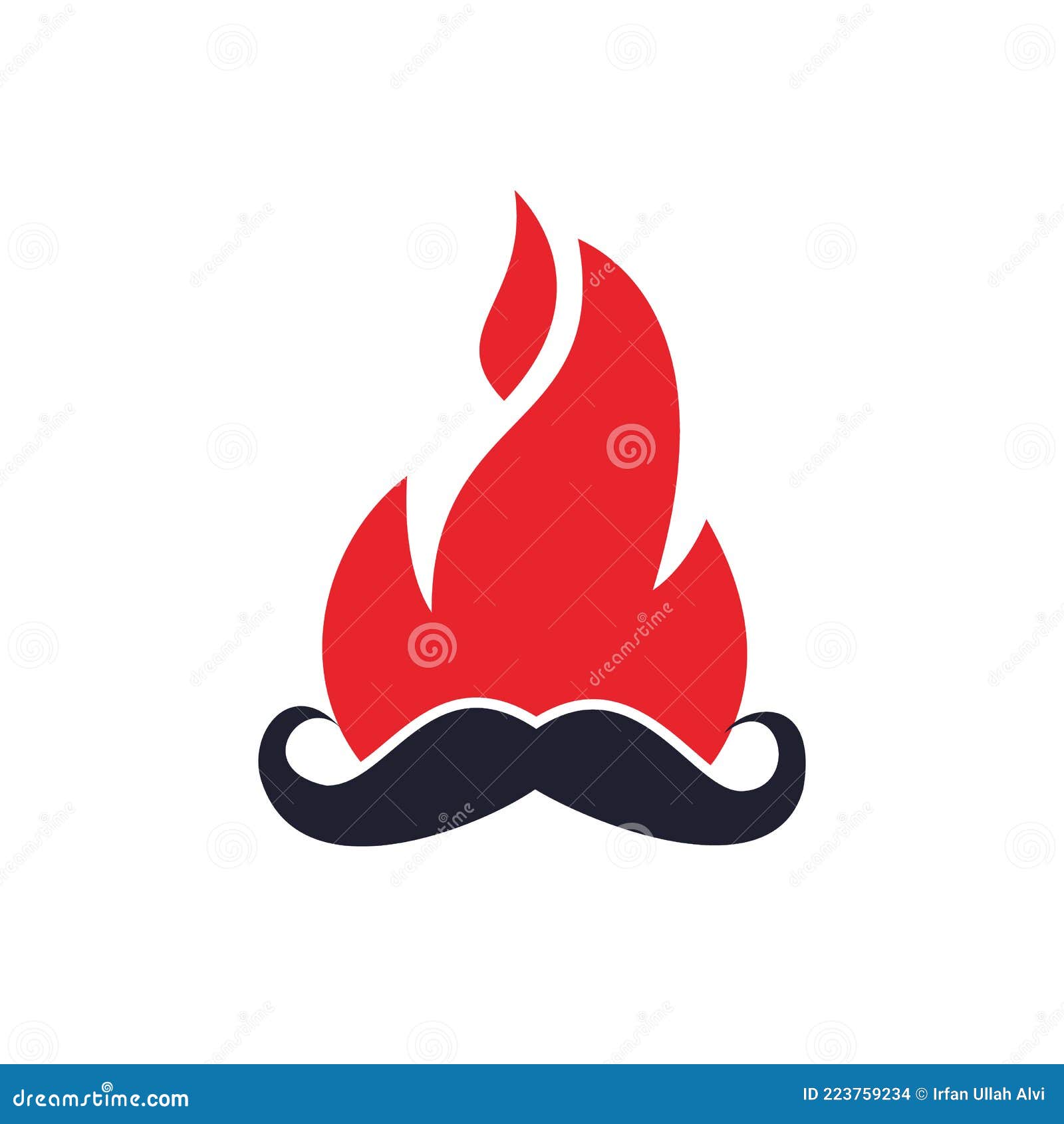 Moustache Fire Vector Logo Design Template. Stock Vector - Illustration ...