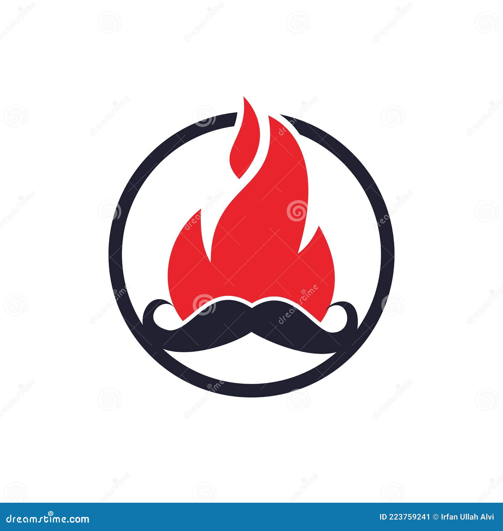 Moustache Fire Vector Logo Design Template. Stock Vector - Illustration ...