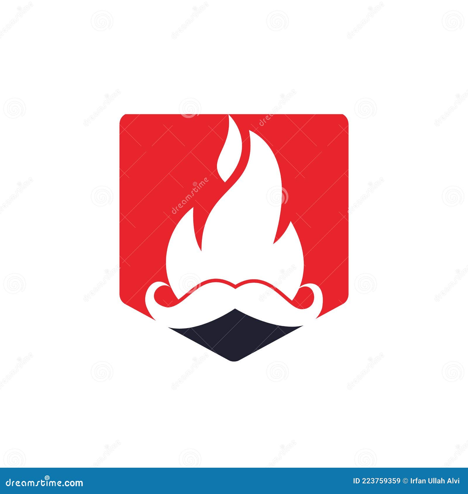 Moustache Fire Vector Logo Design Template. Stock Vector - Illustration ...