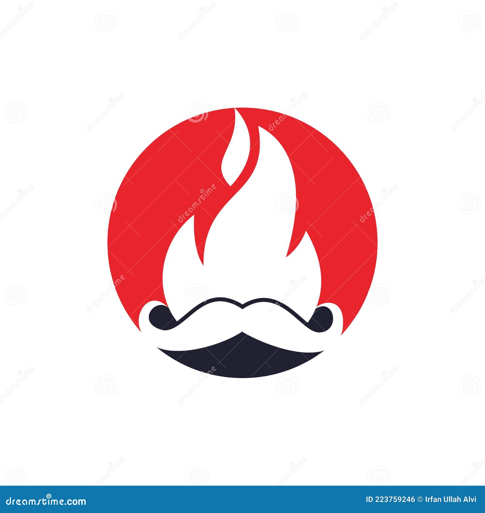 Moustache Fire Vector Logo Design Template. Stock Vector - Illustration ...