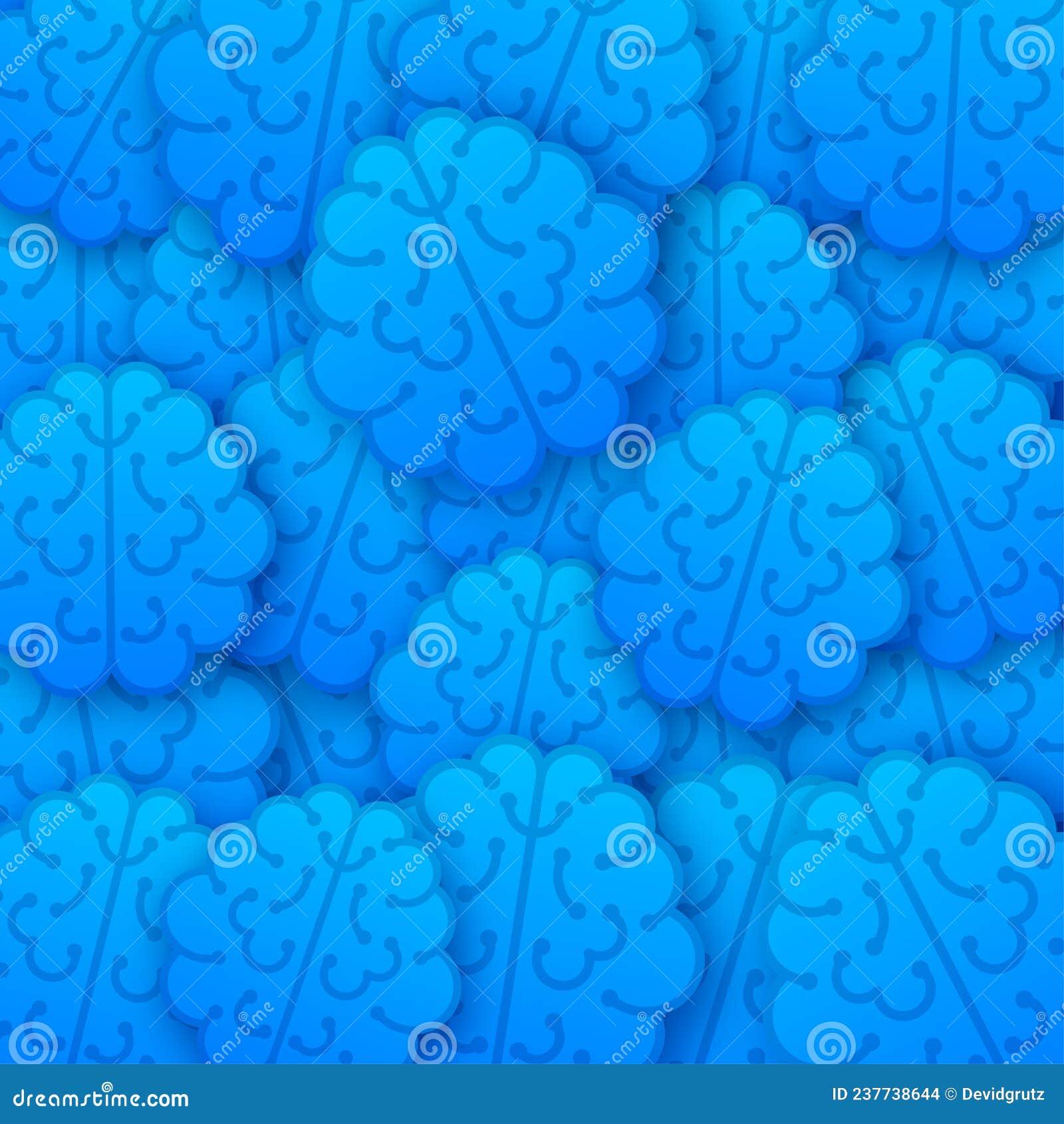 Human Blue Brain Sticker Pattern. Thinking Process, Brainstorming, Good ...