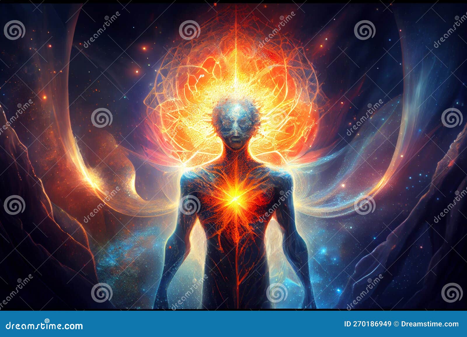 The Human Body in Connection with Space. AI Generated Stock Image ...