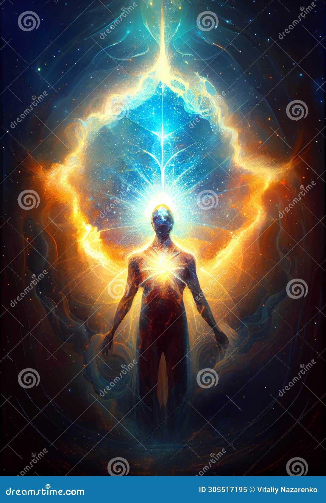 The Human Body in Connection with Space. AI Generated Stock Image ...