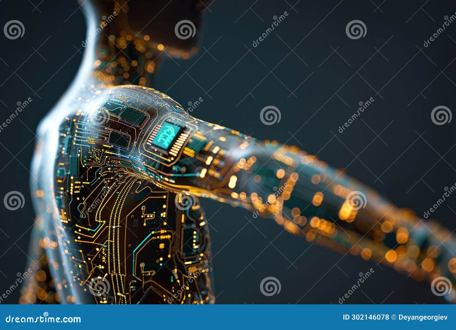 Human Body with Cybernetic Implants Showcasing Nanotechnology ...