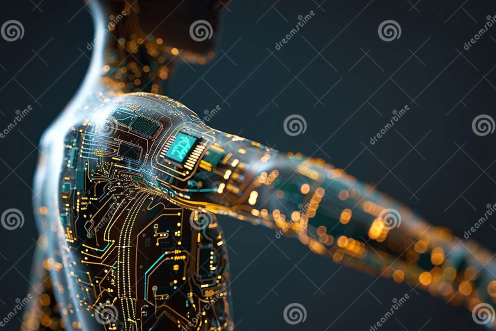 Human Body with Cybernetic Implants Showcasing Nanotechnology ...